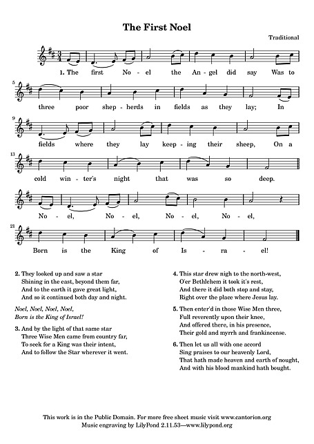 The First Noel Voice - Voz - Partituras - Cantorion, partituras y ...