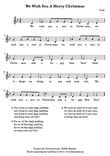 We Wish You a Merry Christmas - Partituras - Cantorion, partituras y ...
