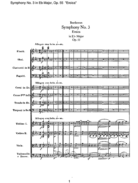 Symphony No. 3 "Eroica" 1. Allegro con brio (full score) - Orquesta ...