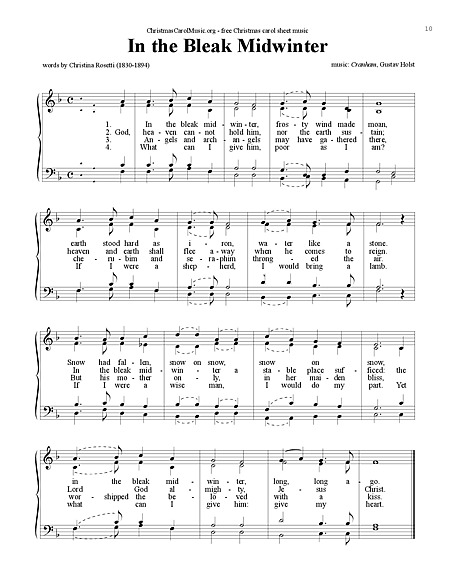 In the Bleak Midwinter Voz, SATB - Partituras - Cantorion, partituras y ...